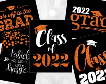 Printable Orange and Black Class of 2022 Party Sign Instant | Etsy