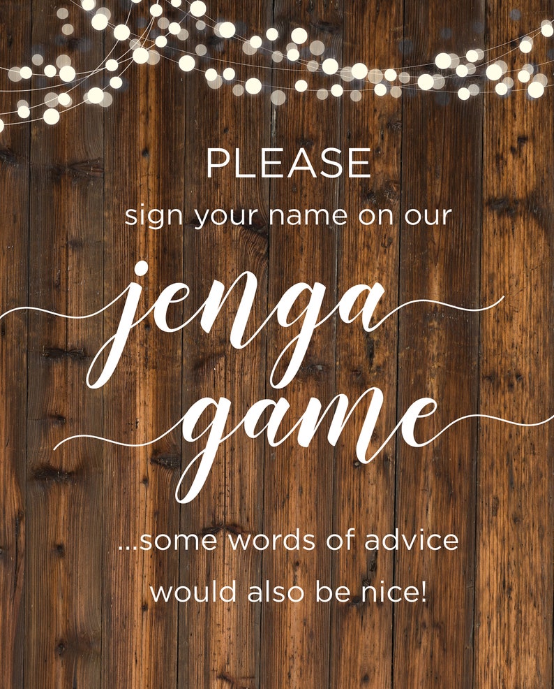 Instant Download Printable 8x10 Jenga Game Guestbook Words of Advice ...