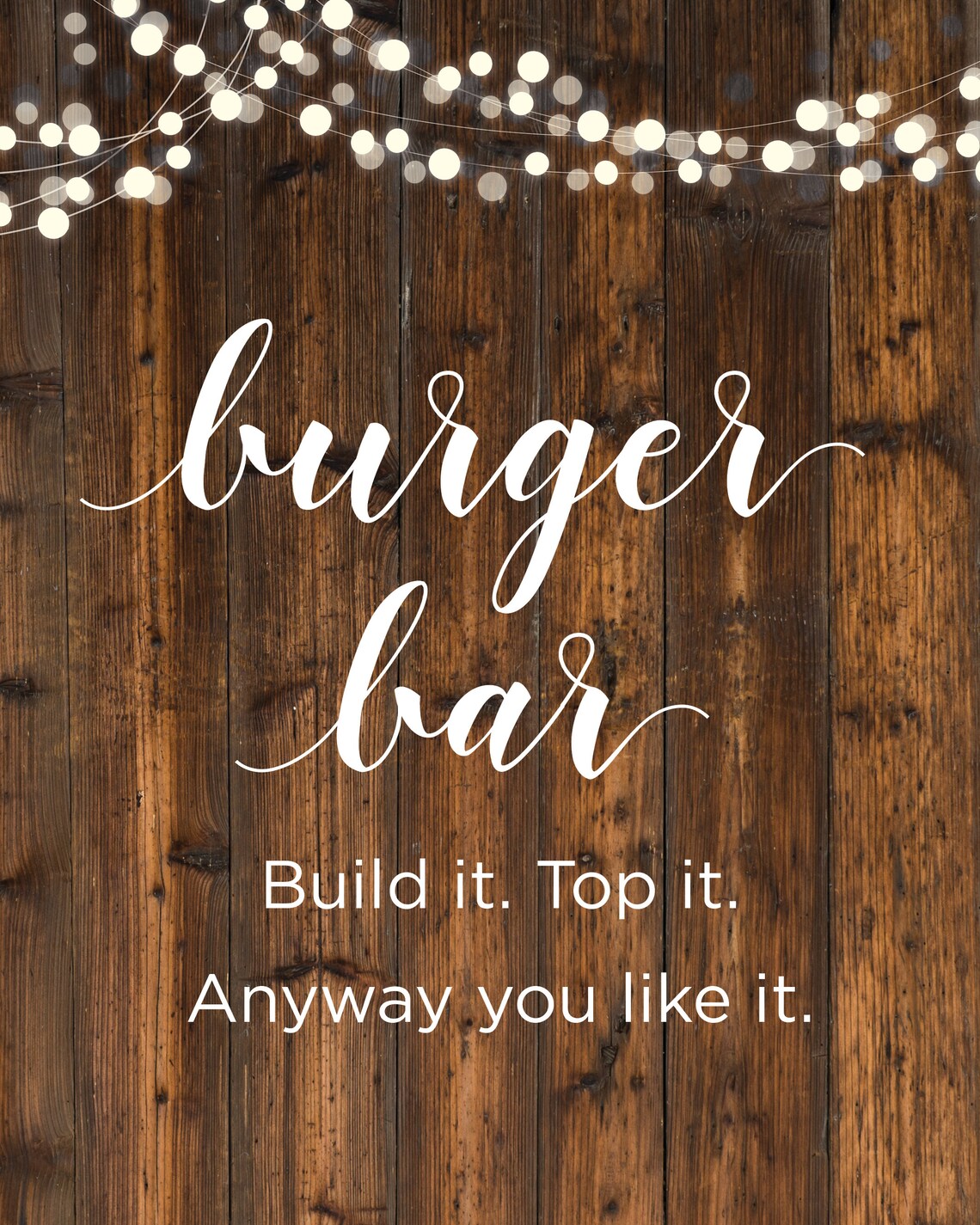 Burger Bar Printable Sign - Etsy