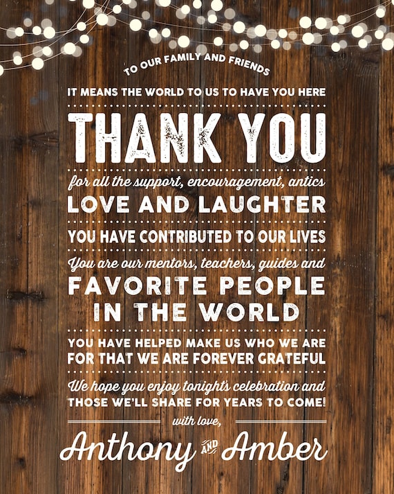Personalized Rustic Thank You Sign Printable Rustic Wedding - Etsy