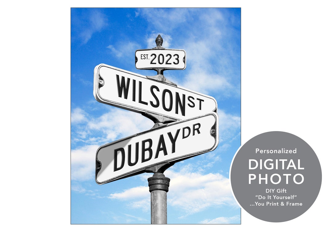 Crossroads Wedding Date Names Street Signs Digital Photo - You Print ...