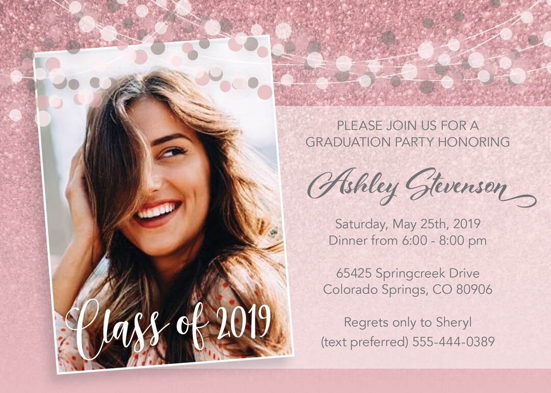 Fairy Lights Rose Gold Graduation Announcement - Etsy