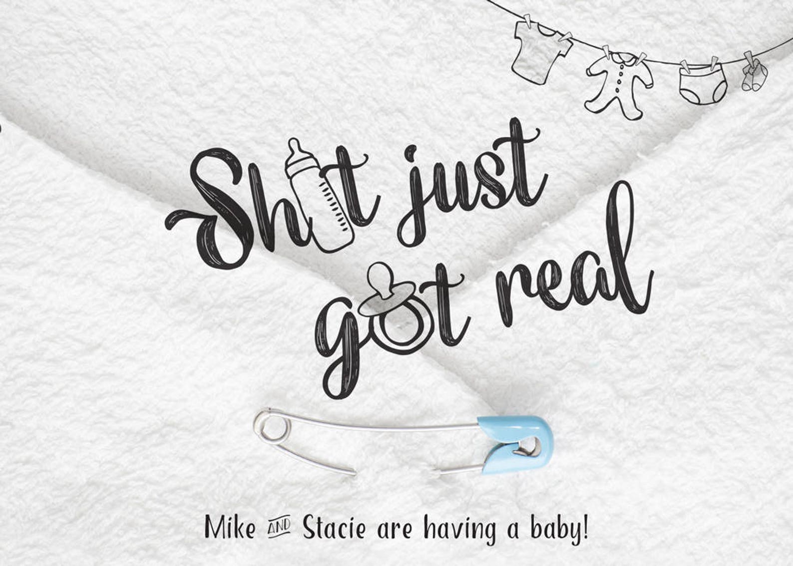 Sht Just Got Real Baby Shower Invitation Baby Diaper Shower - Etsy