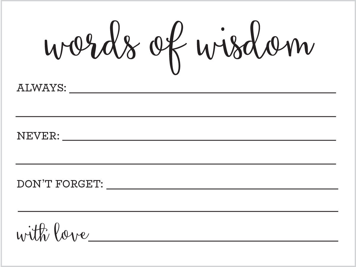 Printable Sign Set Words of Wisdom for the Grad Advice Card | Etsy