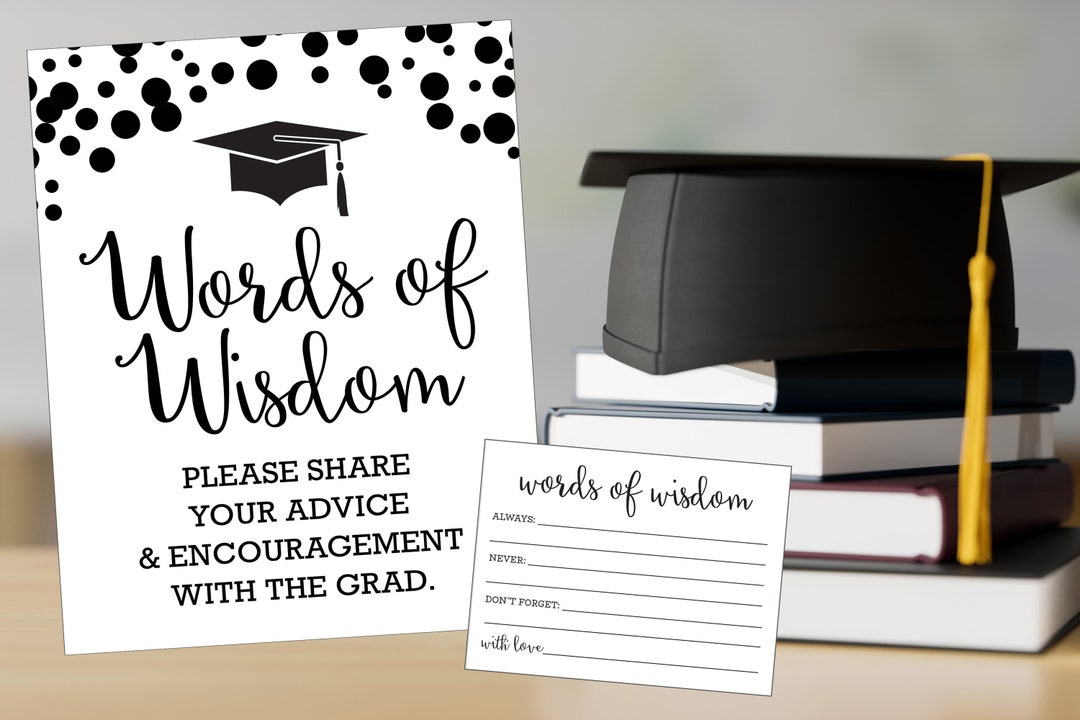 Words of Wisdom Graduation Advice Card & Sign Set (PDF) - Etsy