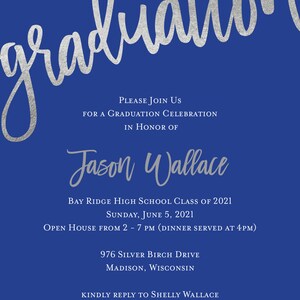 Royal Blue and Silver Graduation Invitation - Etsy