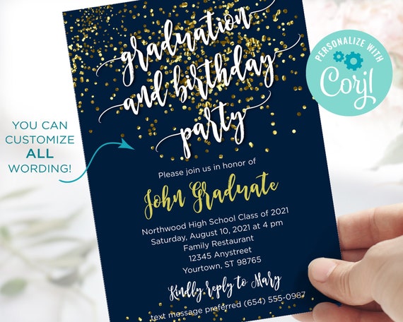 Graduation Birthday Party Invitation Digital Template You - Etsy