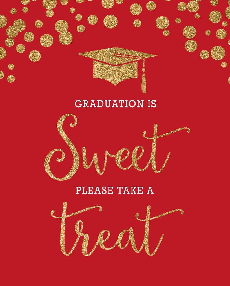 Instant Download Printable Red and Gold Glitter Graduation is - Etsy