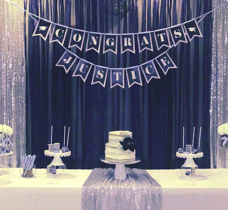 Party Banner Instant Download Printable • Navy Blue & Silver Glitter ...