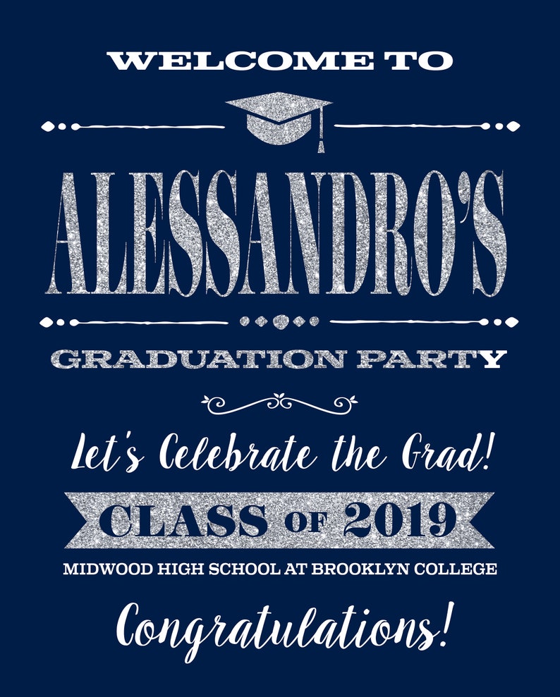 Printable Graduation Poster Personalized for You Navy Blue - Etsy