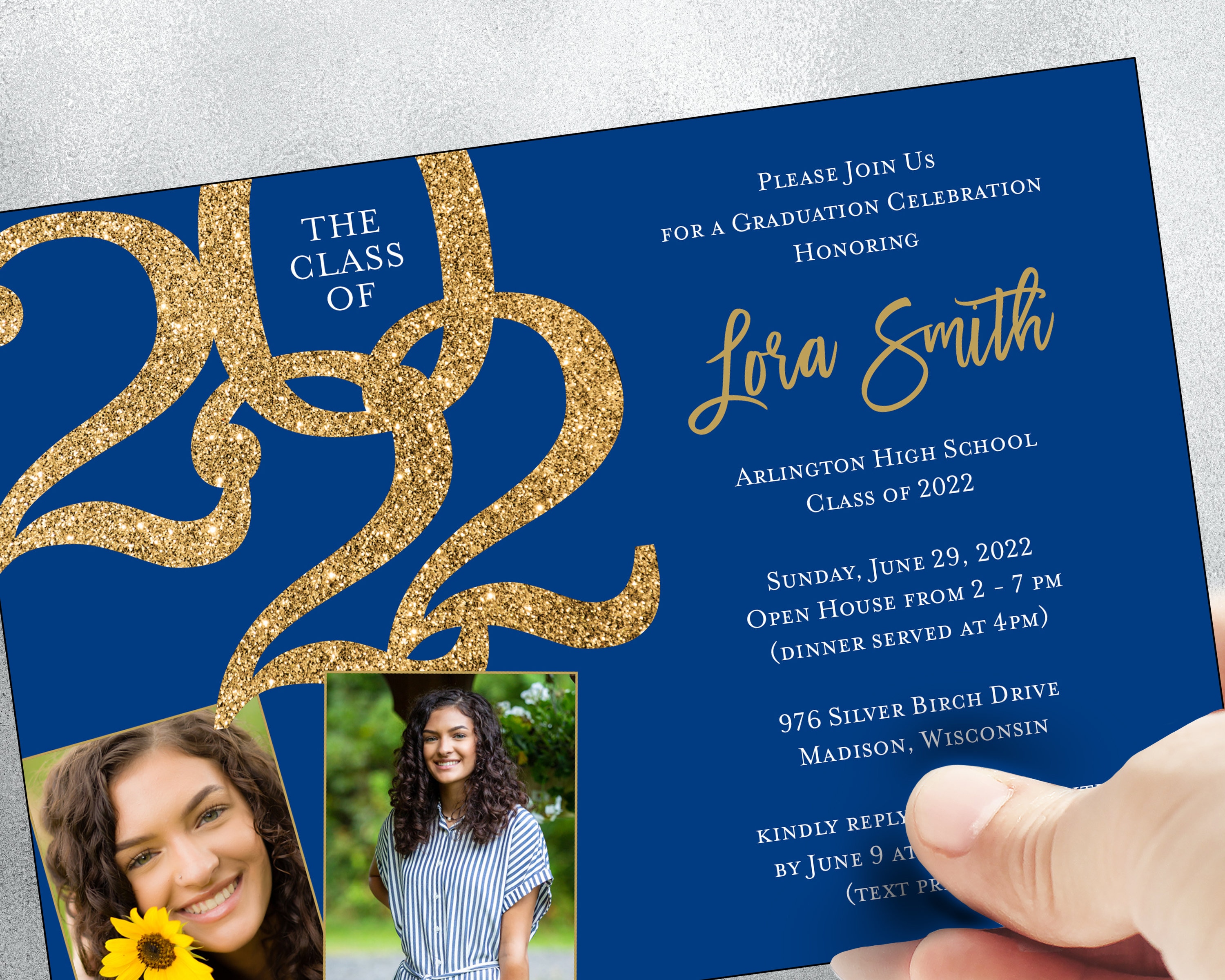 2022 Graduation Invitations Blue