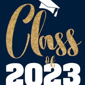 Set of Printable Class of 2023 Navy Blue and Gold Party Signs - Etsy