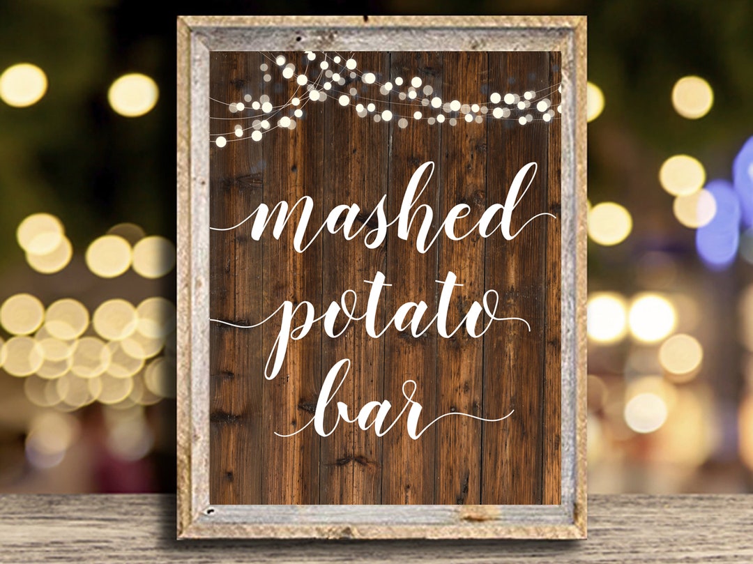 Mashed Potato Bar Printable Sign, Instant Download Rustic Printable ...