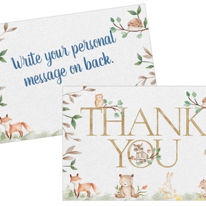 Woodland Animal Thank You Card - Etsy