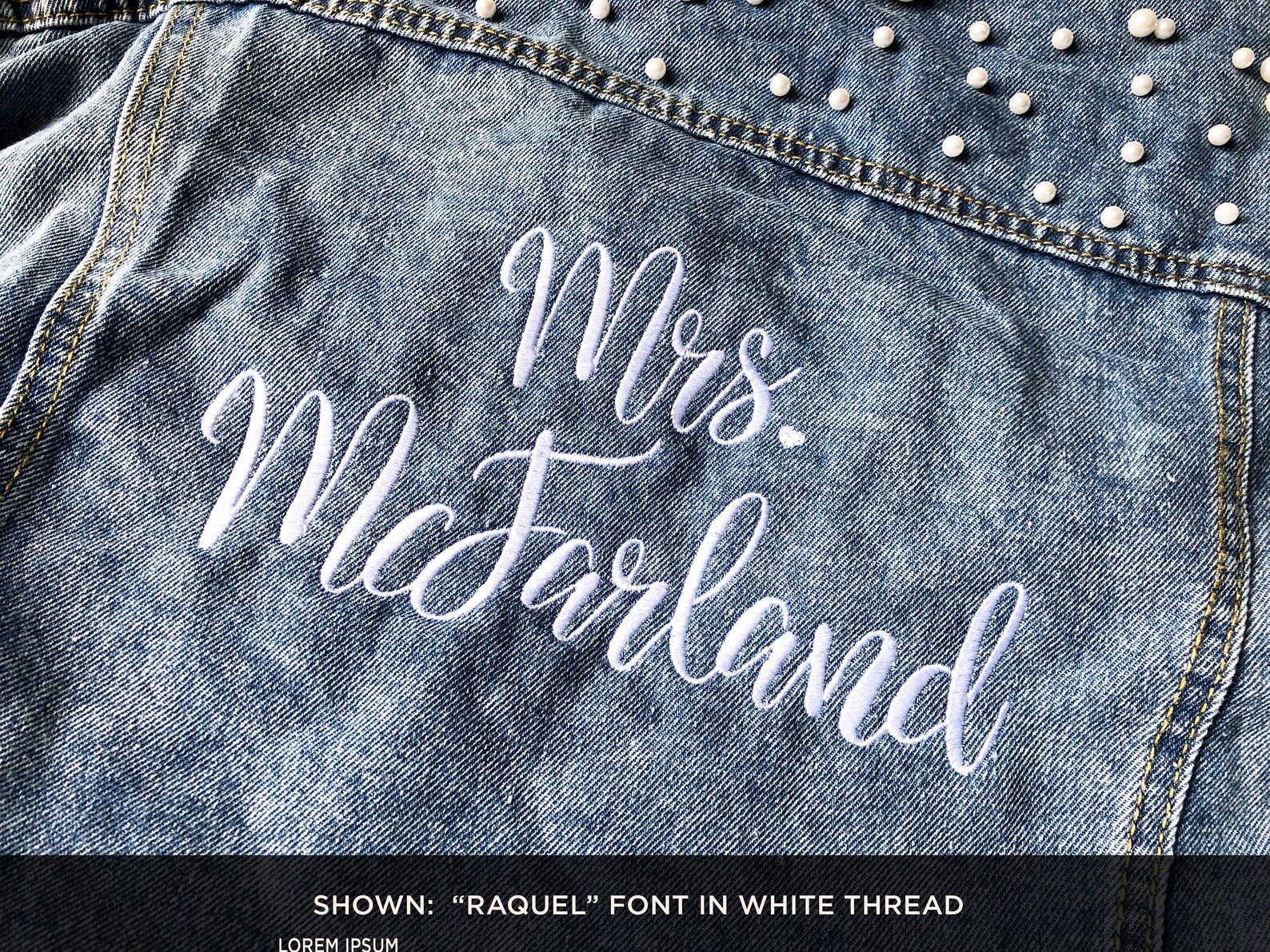 Bridal Denim Jacket with Pearls embroidered for you | Etsy