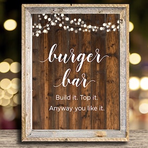 Burger Bar Printable Sign - Etsy
