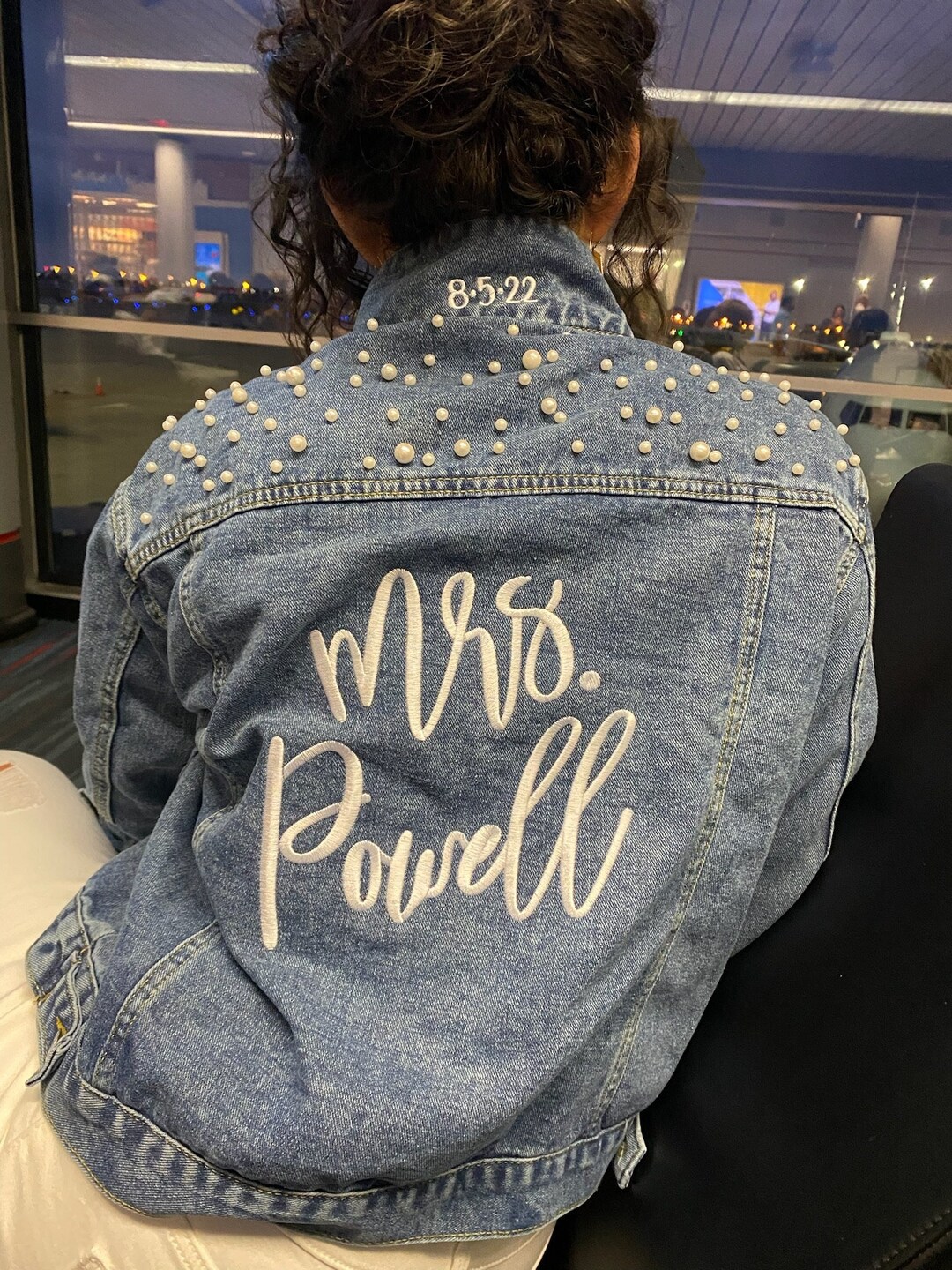 Bridal Denim Jacket With Pearls Embroidered - Etsy