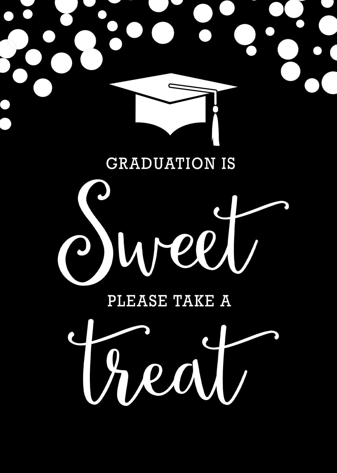Printable Black and White Instant Download Grad Party Decor Graduation ...