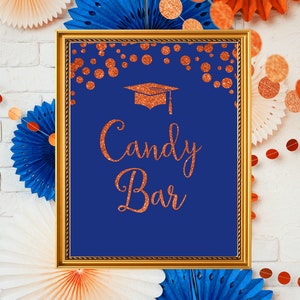 Instant Download Printable Candy Bar Sign Royal Blue and Orange Glitter ...