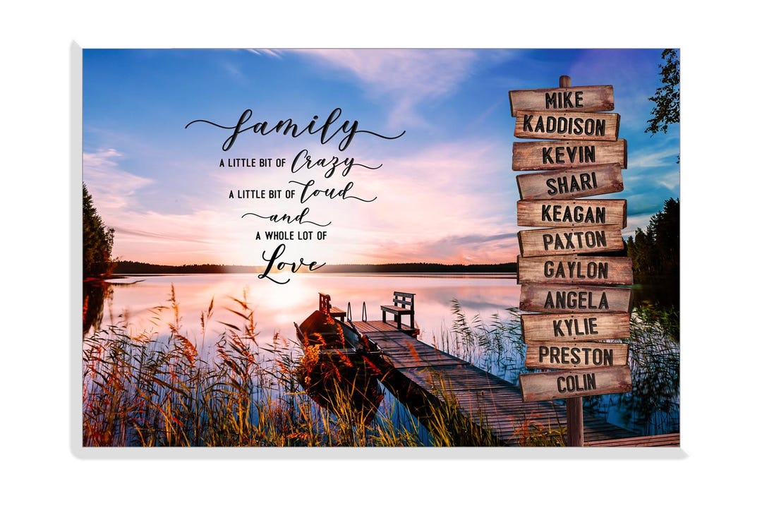 Family Names Art Sunset at the Lake Canvas Wrap - Etsy