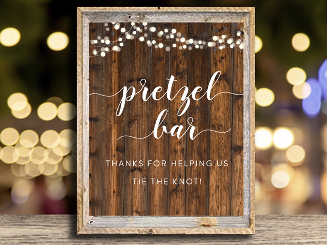 Instant Download Printable Pretzel Bar Sign Rustic Wedding - Etsy