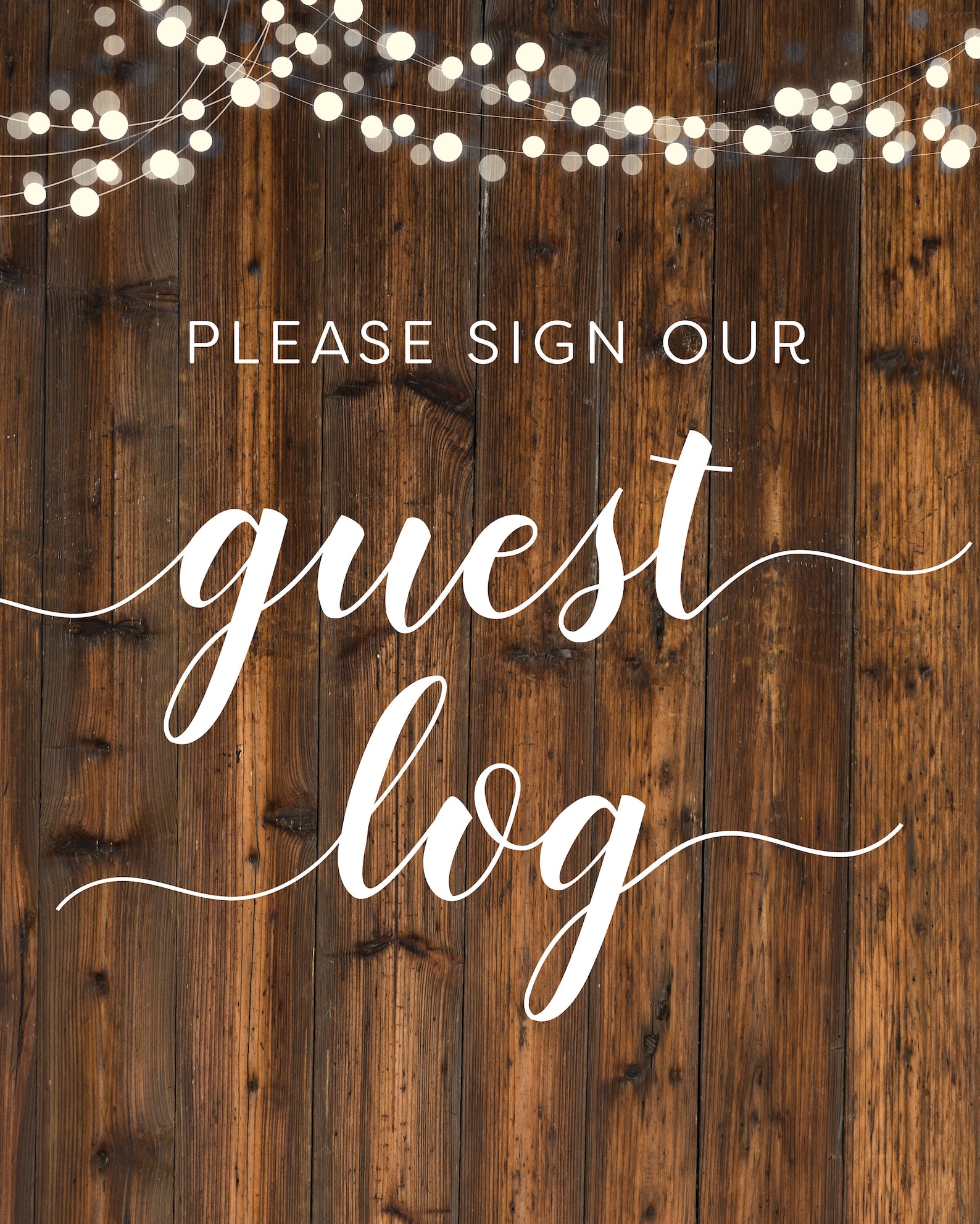 Guest Log Wedding Sign Party Sign Instant Download DIY - Etsy