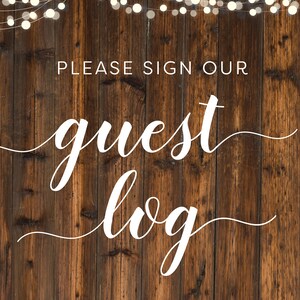 Guest Log | Wedding Sign | Party Sign | Instant Download | DIY ...