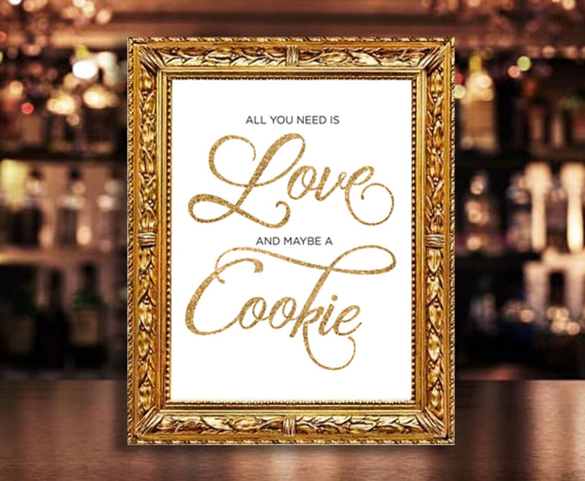 Instant Download Printable Cookie Bar Sign Gold Glitter Decor - Etsy