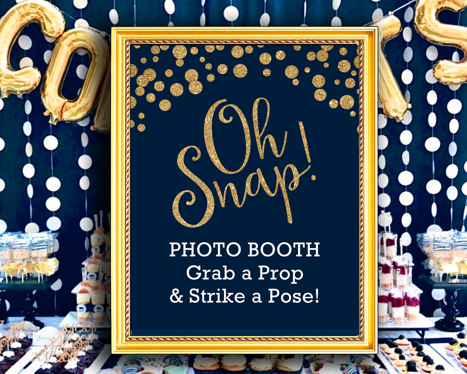 Instant Download Printable Oh Snap Photo Booth Sign Navy Blue - Etsy