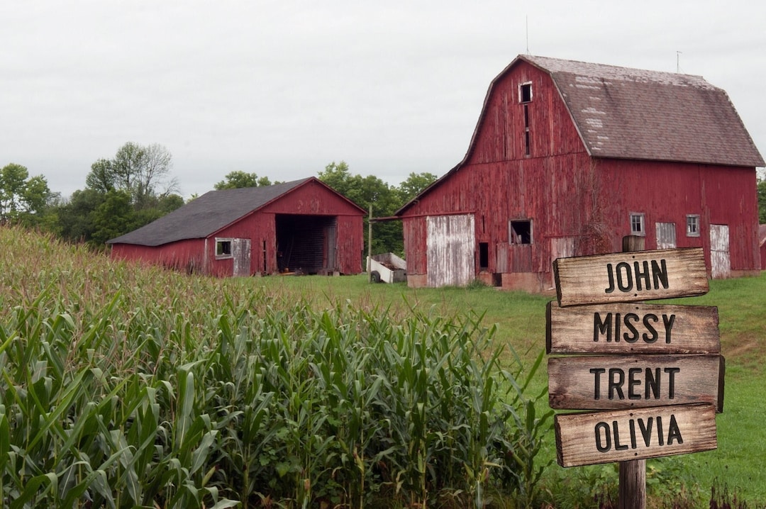 Red Barn Country Family Names Signs - Personalized Digital Photo - Etsy
