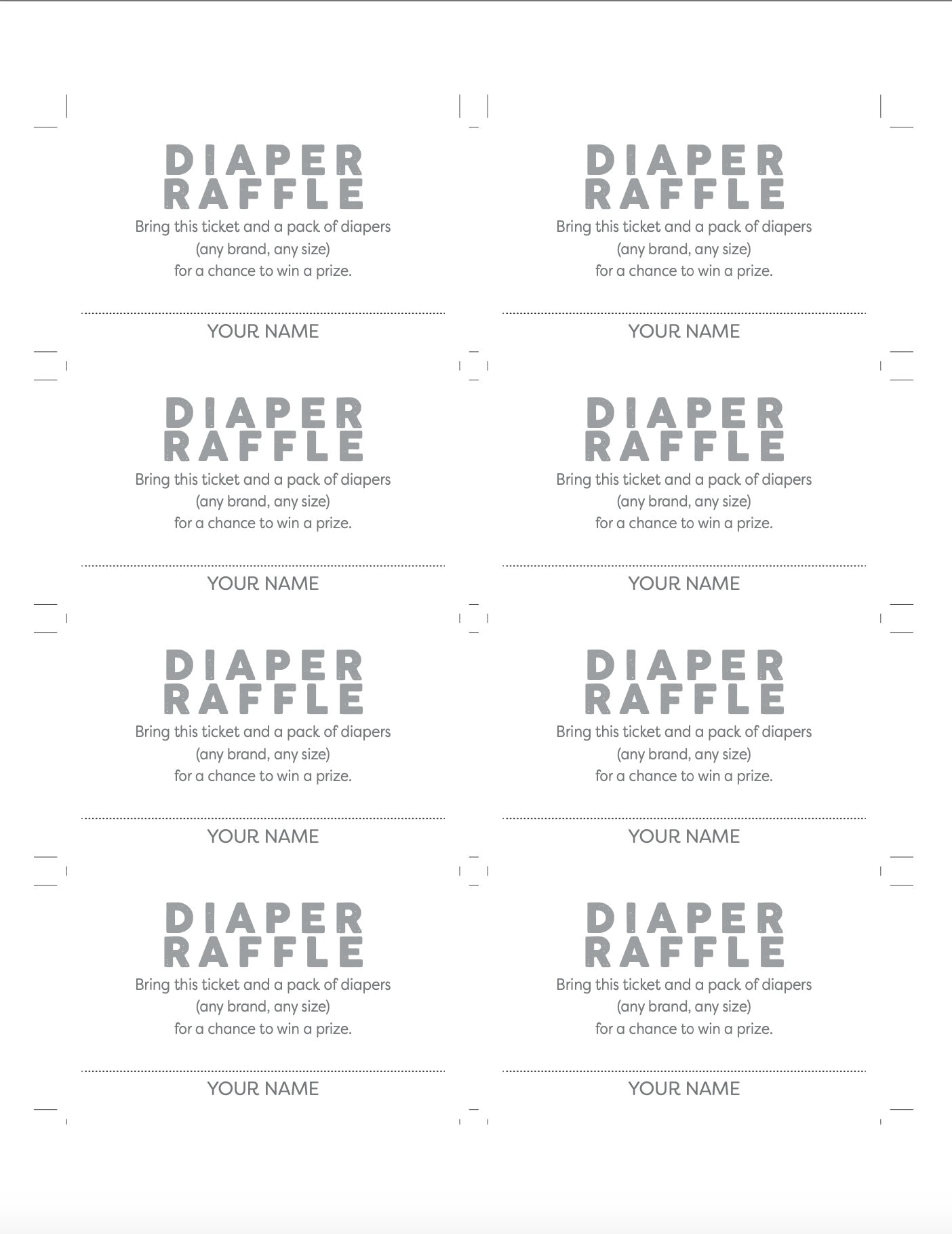 Diaper Raffle Cards & Diaper Raffle Sign Printable Set | Etsy