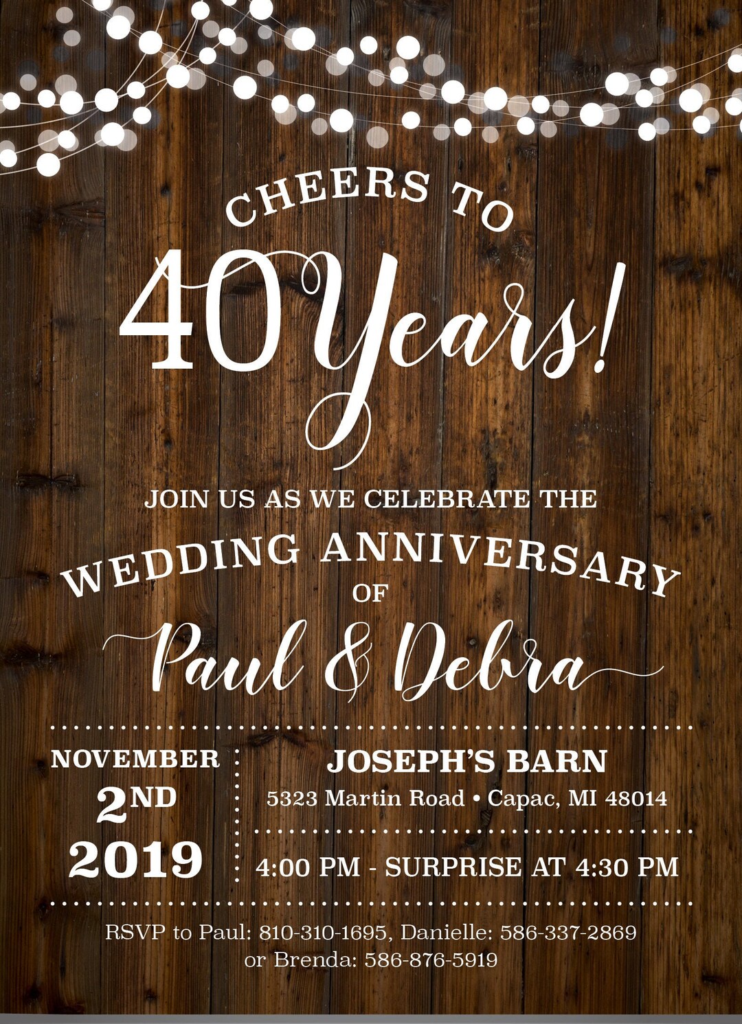 Rustic Wood Anniversary Invitations Personalized for You - Etsy