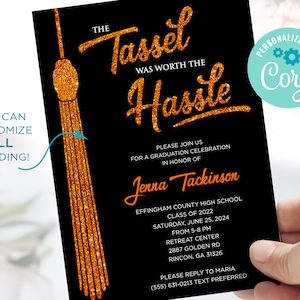 Digital Template You Personalize - Graduation Invitation the Tassel Was ...