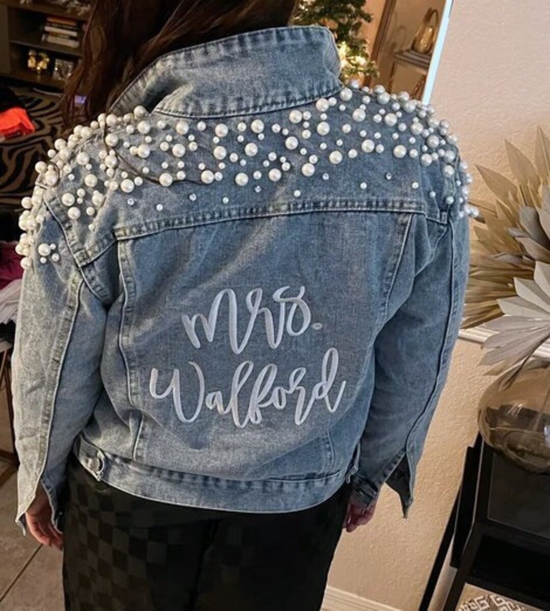 Embroidered Bride Denim Jacket With Extra Pearls & Rhinestones - Etsy