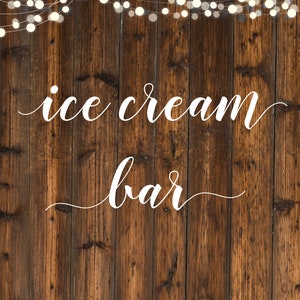 Printable Ice Cream Bar Sign, Rustic Wedding Decor, Instant Download ...