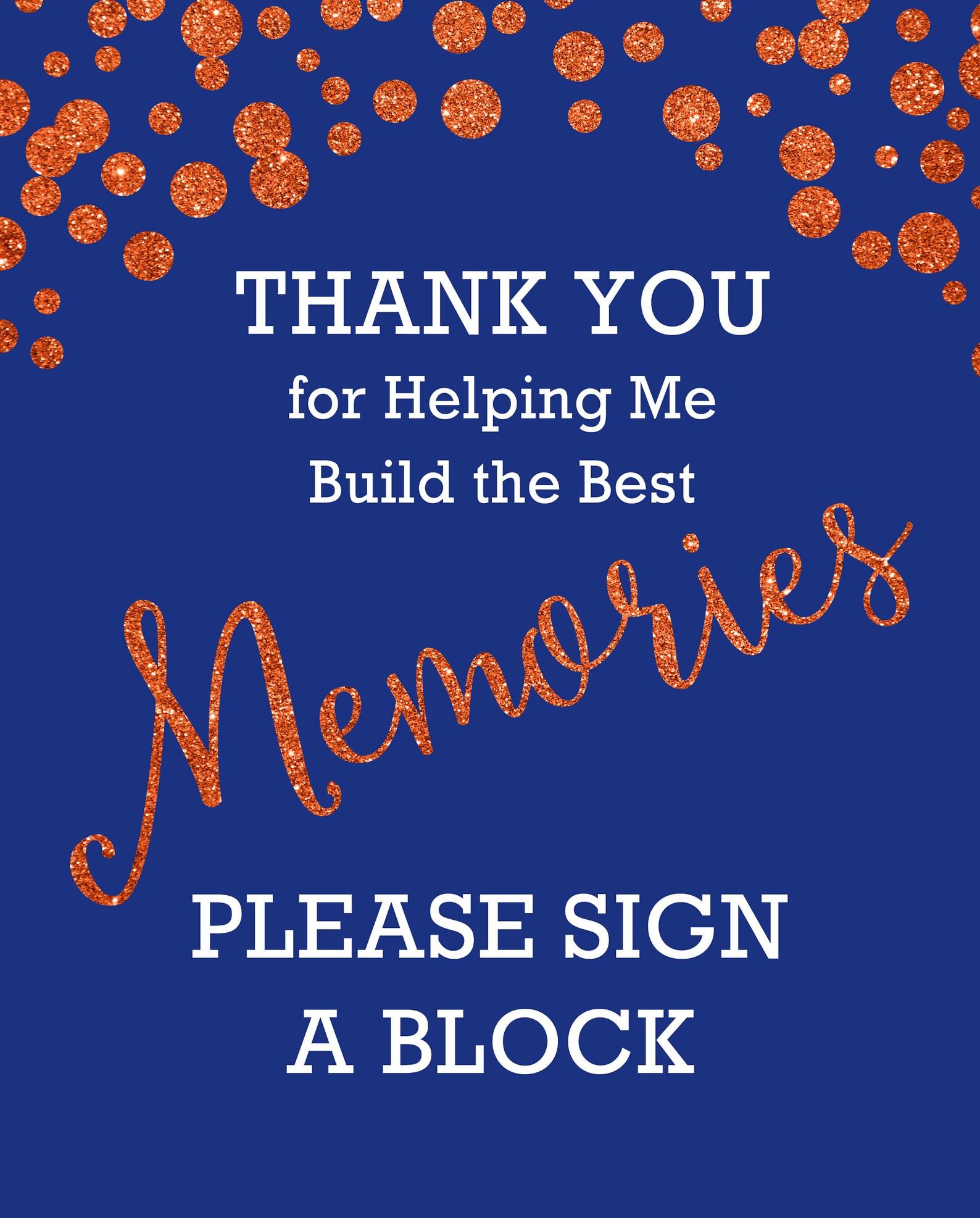 Instant Download Printable Thank You for Building Memories Sign Royal ...