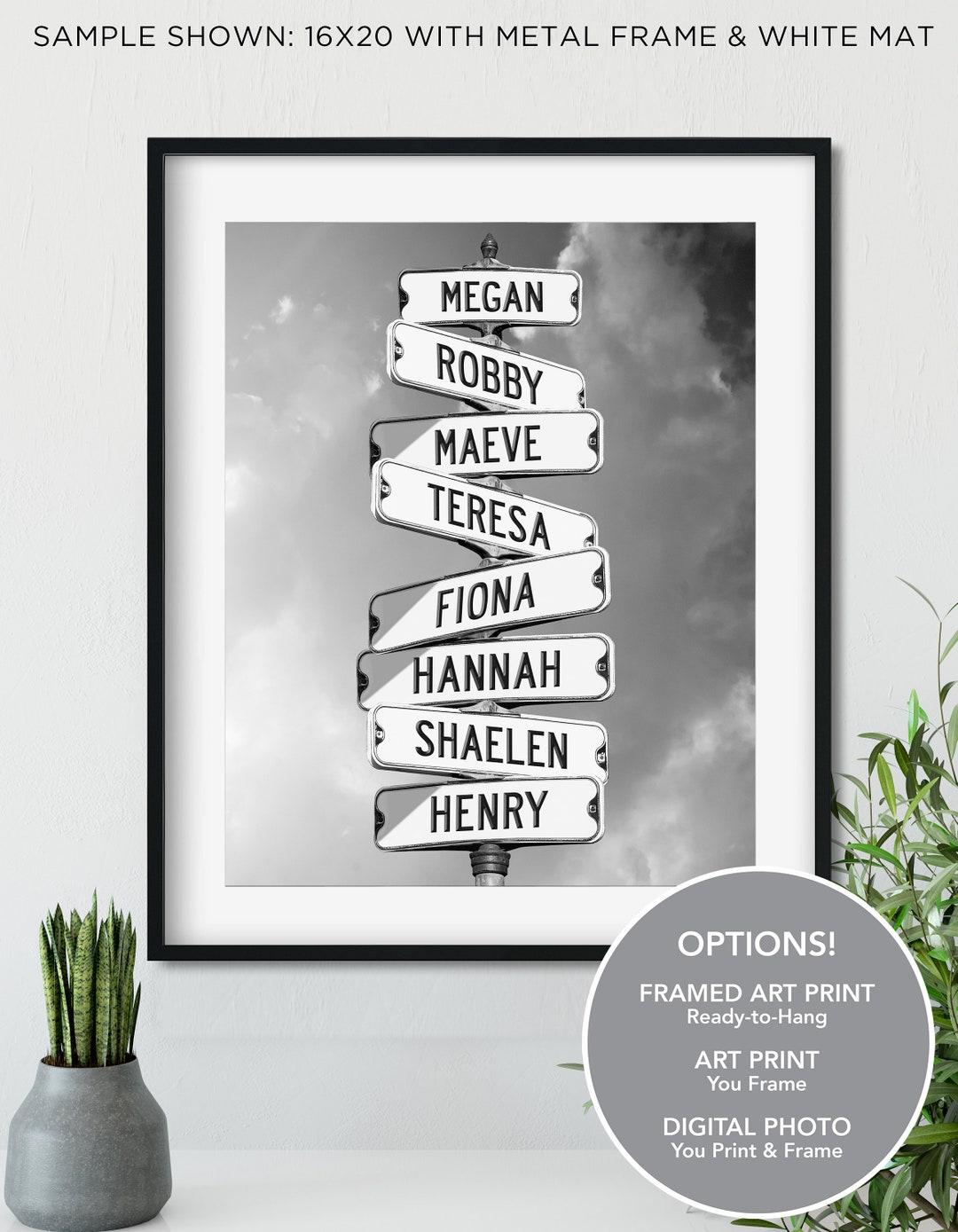 Eight Names Personalized Street Signs Personalized Photo Art Canvas or ...