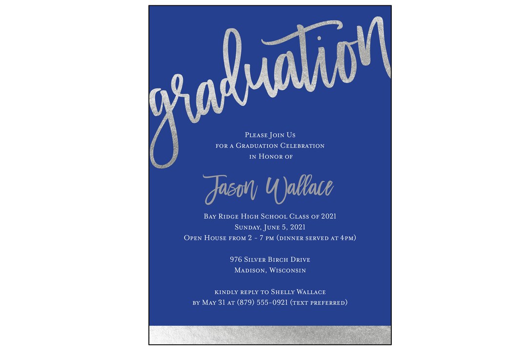 Royal Blue and Silver Graduation Invitation - Etsy