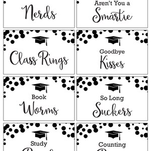 Printable Graduation Candy Buffet Tags: Black & White (digital Download ...