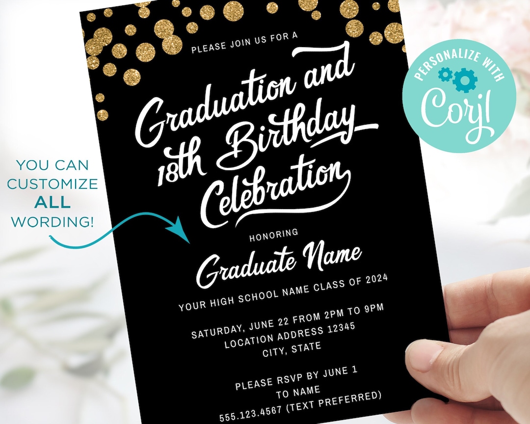 Graduation 18th Birthday Invitation Corjl Digital Template You ...