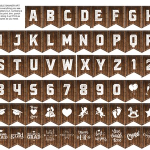 Printable Banner | Rustic Wood Look | Instant Download | ALL Letters ...