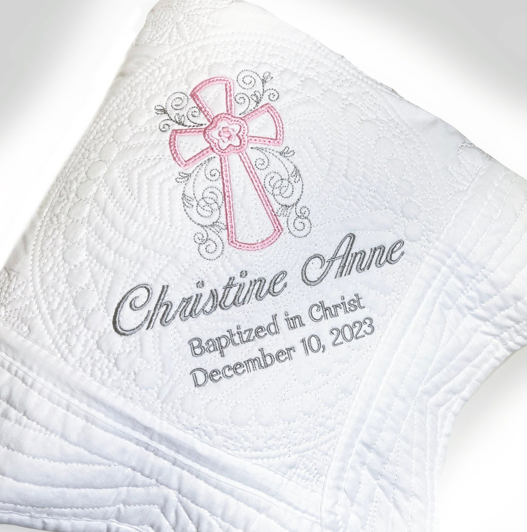 Personalized Baptism Blanket With Cross - Etsy