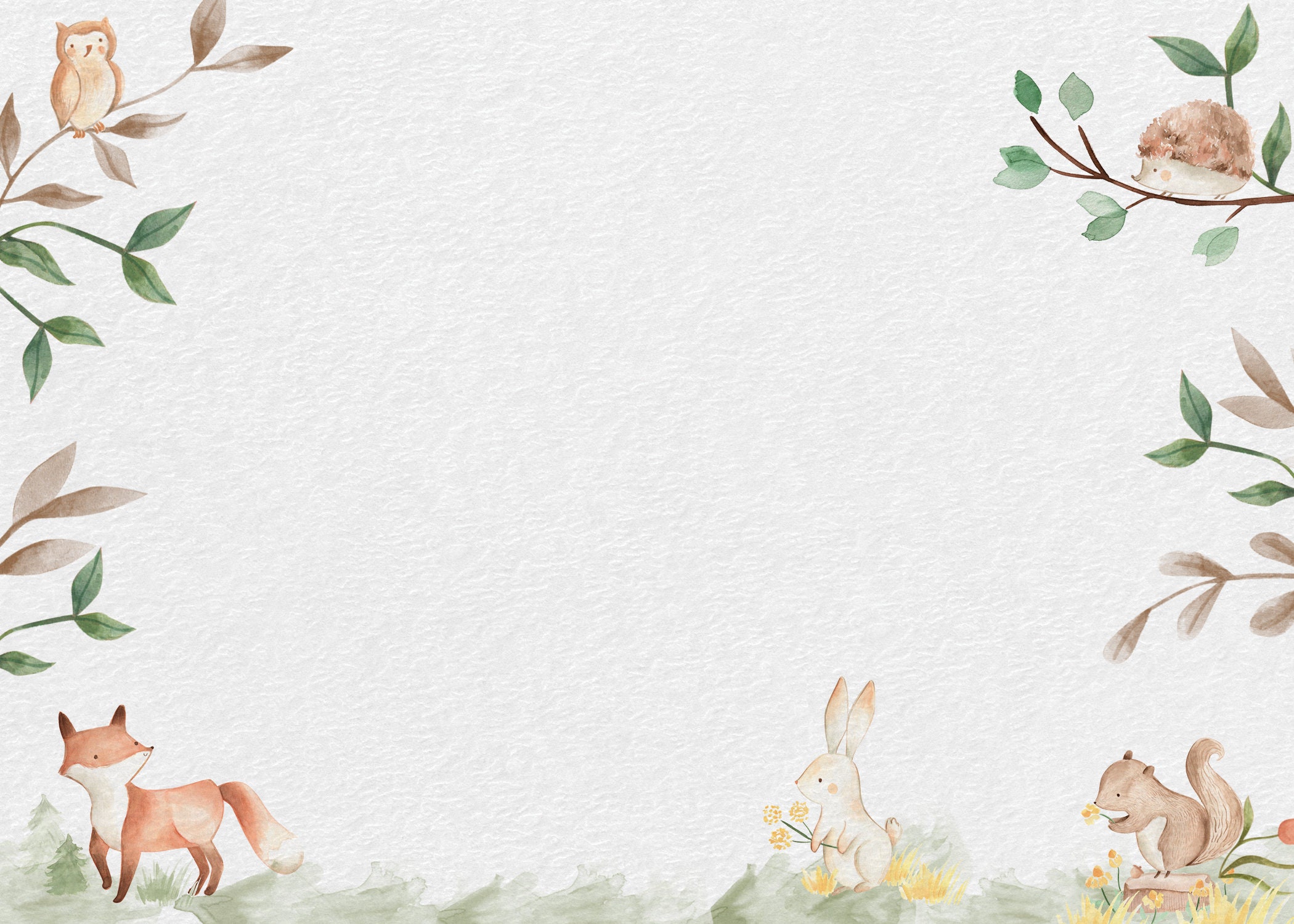 Woodland Animal Thank You Card | Etsy