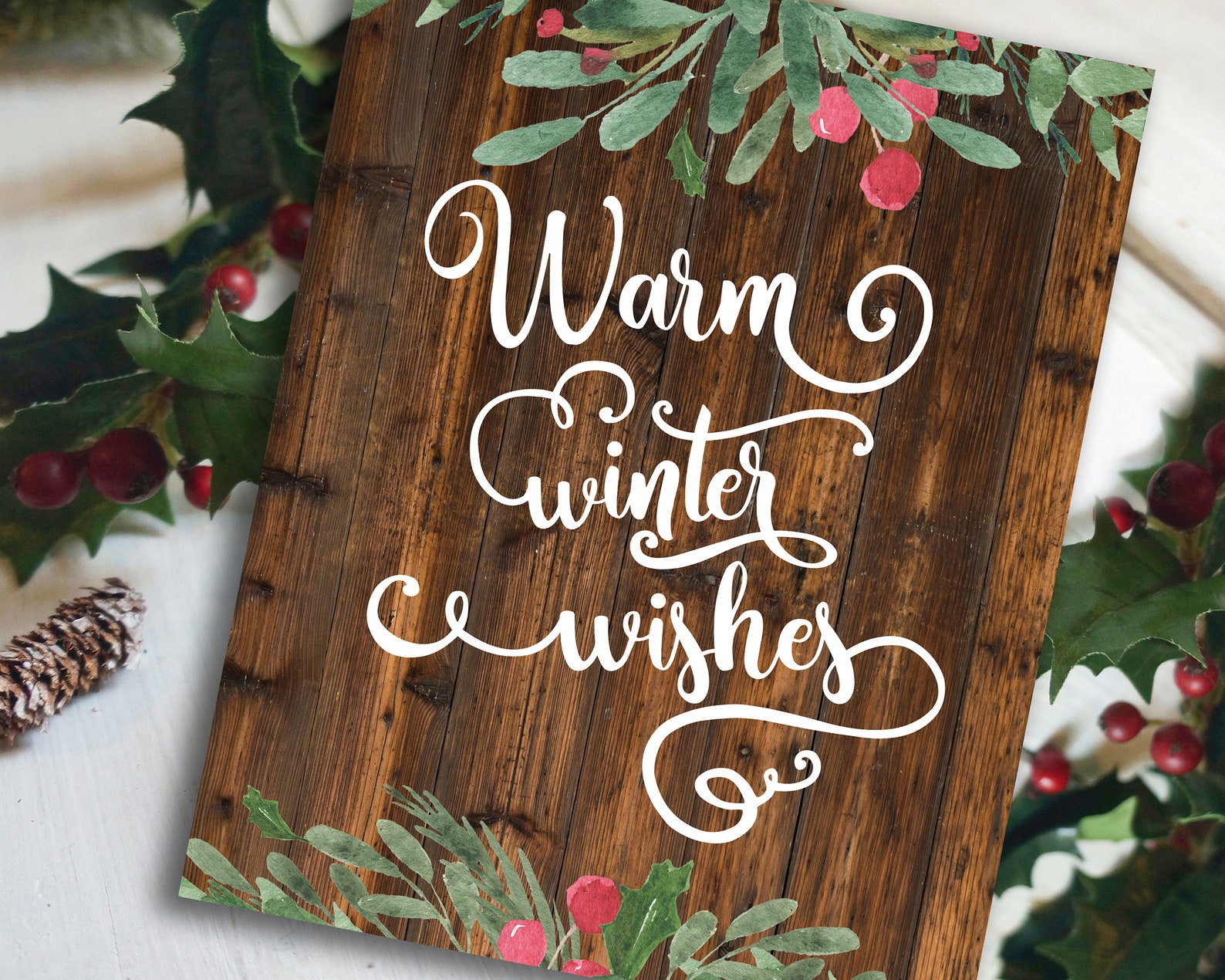 Warm Winter Wishes Printable Rustic Decoration, Instant Download Rustic ...