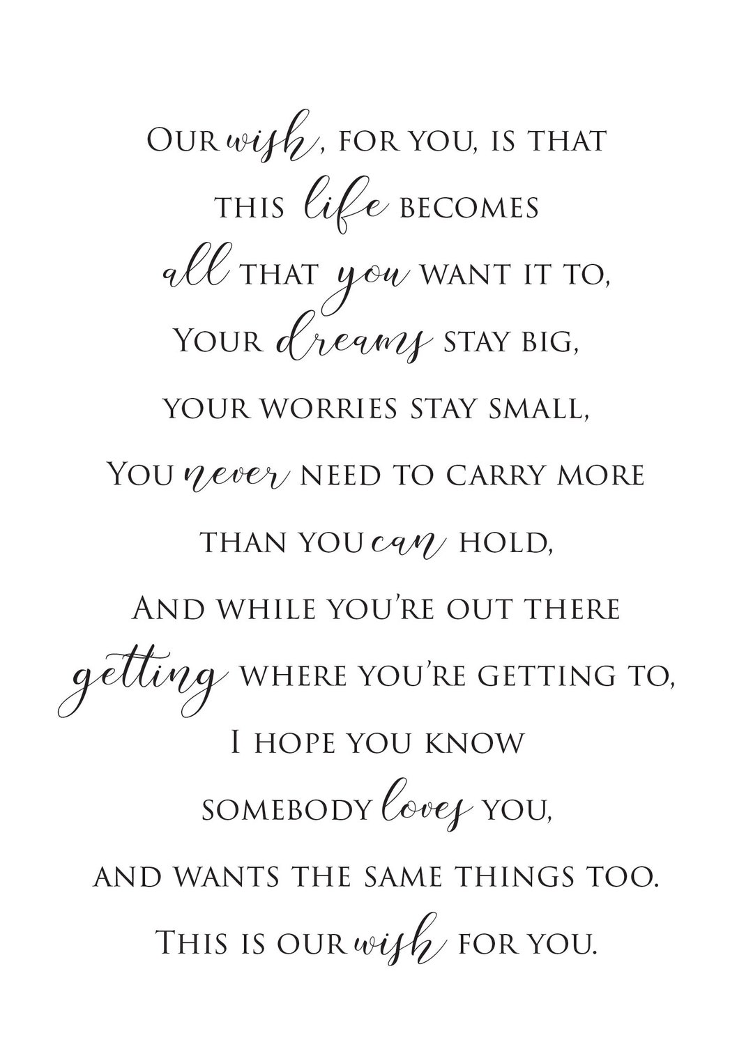 Printable File OUR Wish for You Digital Download File - Etsy