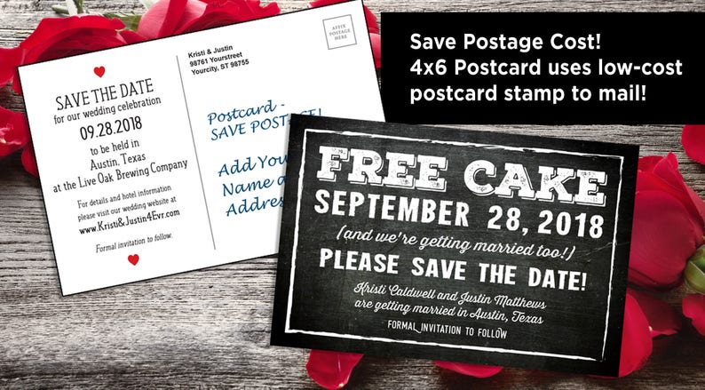 Free Cake Save the Date Postcards | Etsy