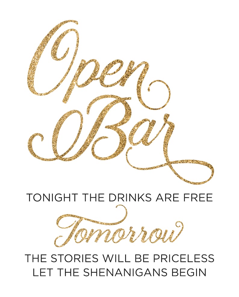 Open Bar Sign Printable File | Etsy