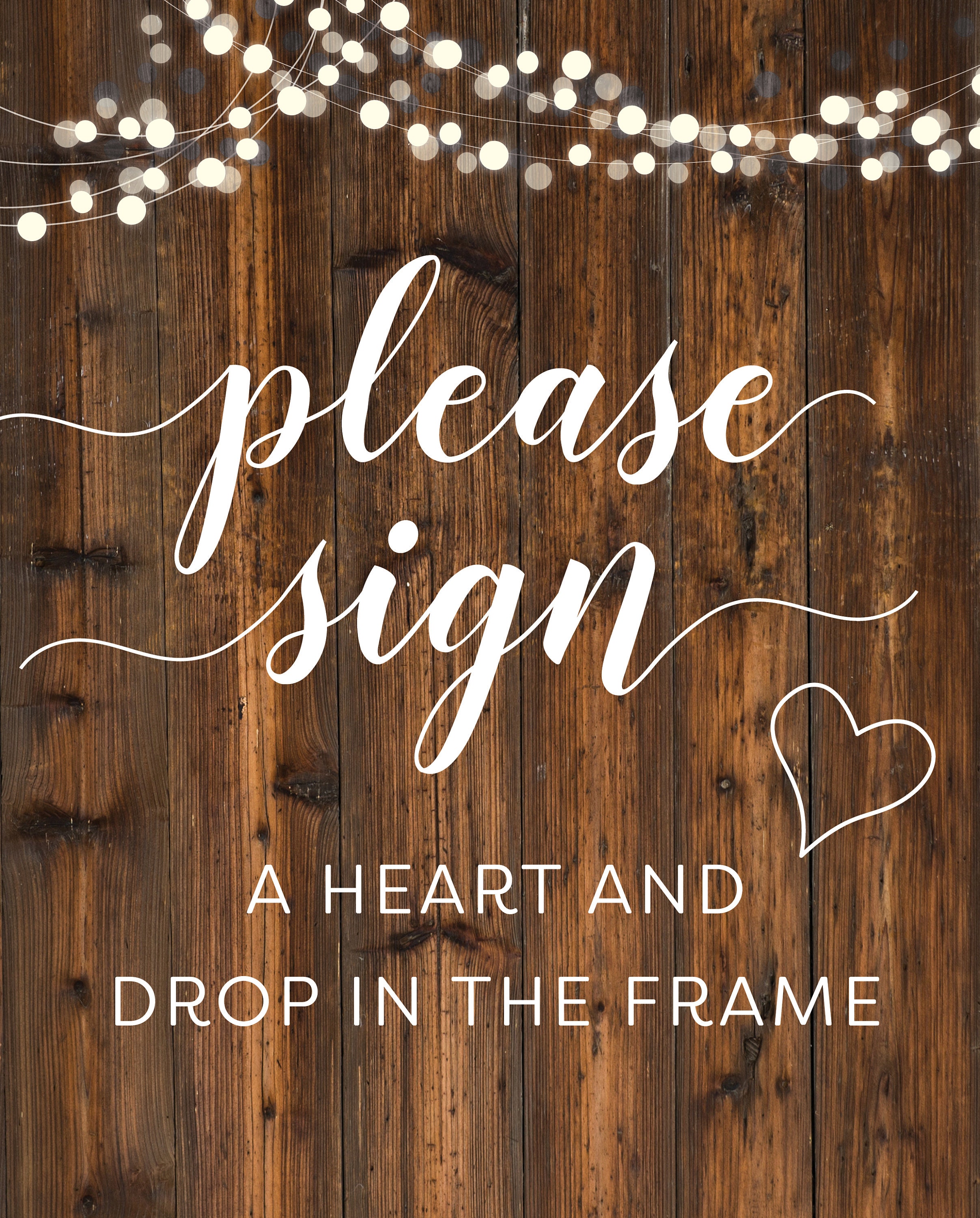 Printable Please Sign a Heart Instant Download Rustic - Etsy Australia