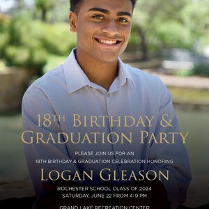Personalized Digital 18th Birthday and Graduation Invitation With Photo ...