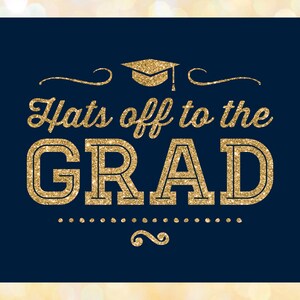 Printable Navy Blue and Gold Grad Party Signs - Etsy